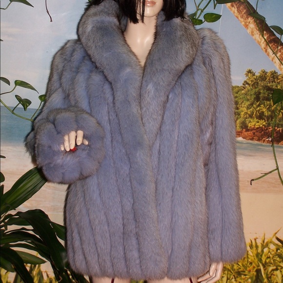 Handmade | Jackets & Coats | Sky Blue Dyed Fox Jacket | Poshmark